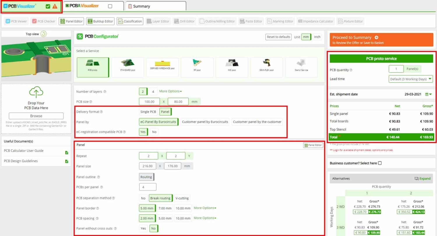 Panel szerkesztő - Eurocircuits
